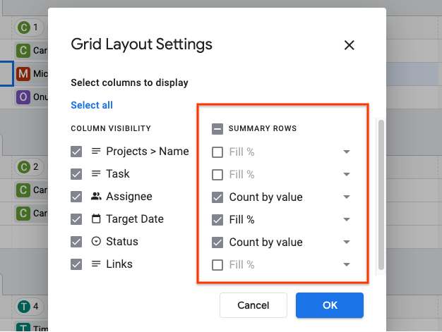 Summary rows - Tables Help Center
