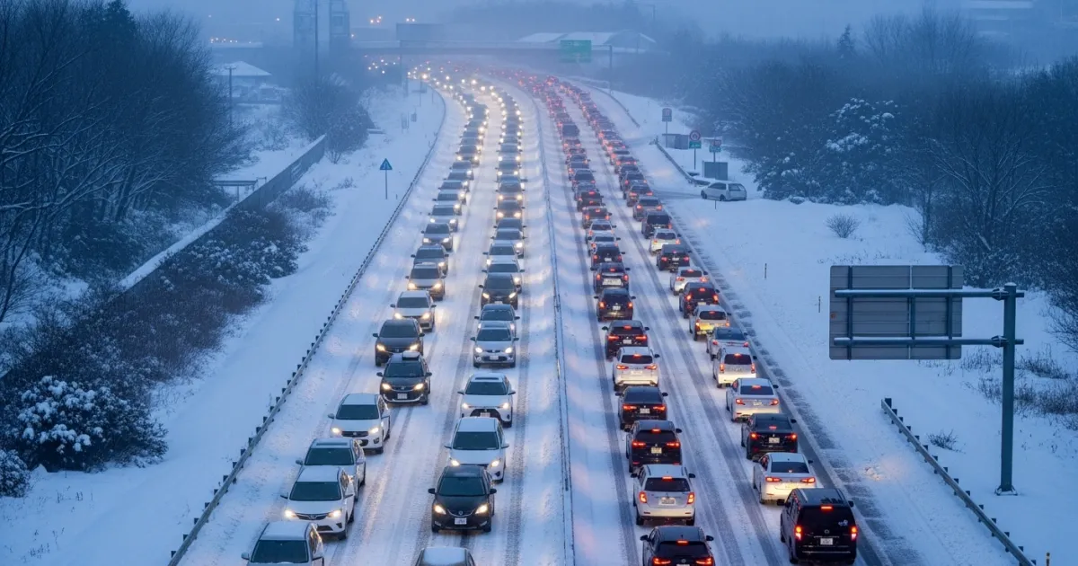 Heavy Snowfall Strands 3,000 Vehicles in 23-Kilometer Traffic Jam on ...