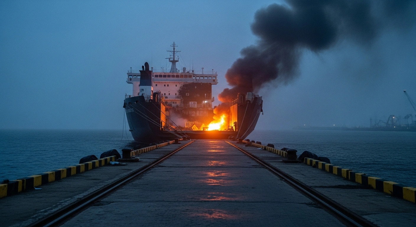 Ukrainian Drone Strike Targets Russian Ferry Slavyanin in Port Kavkaz