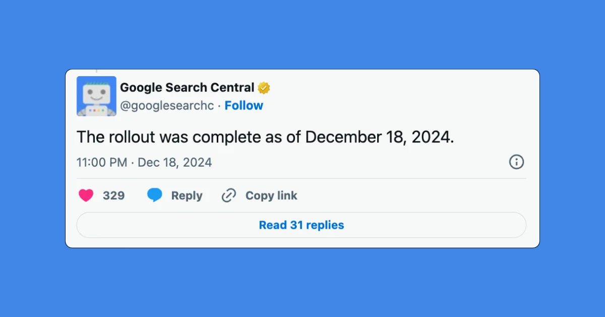 Google Completes December 2024 Core Update in Just Six Days