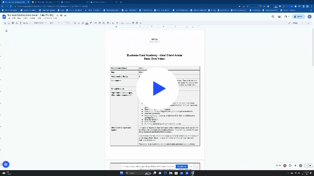 Business Cred Academy Avatar - Sales Training - Google Docs