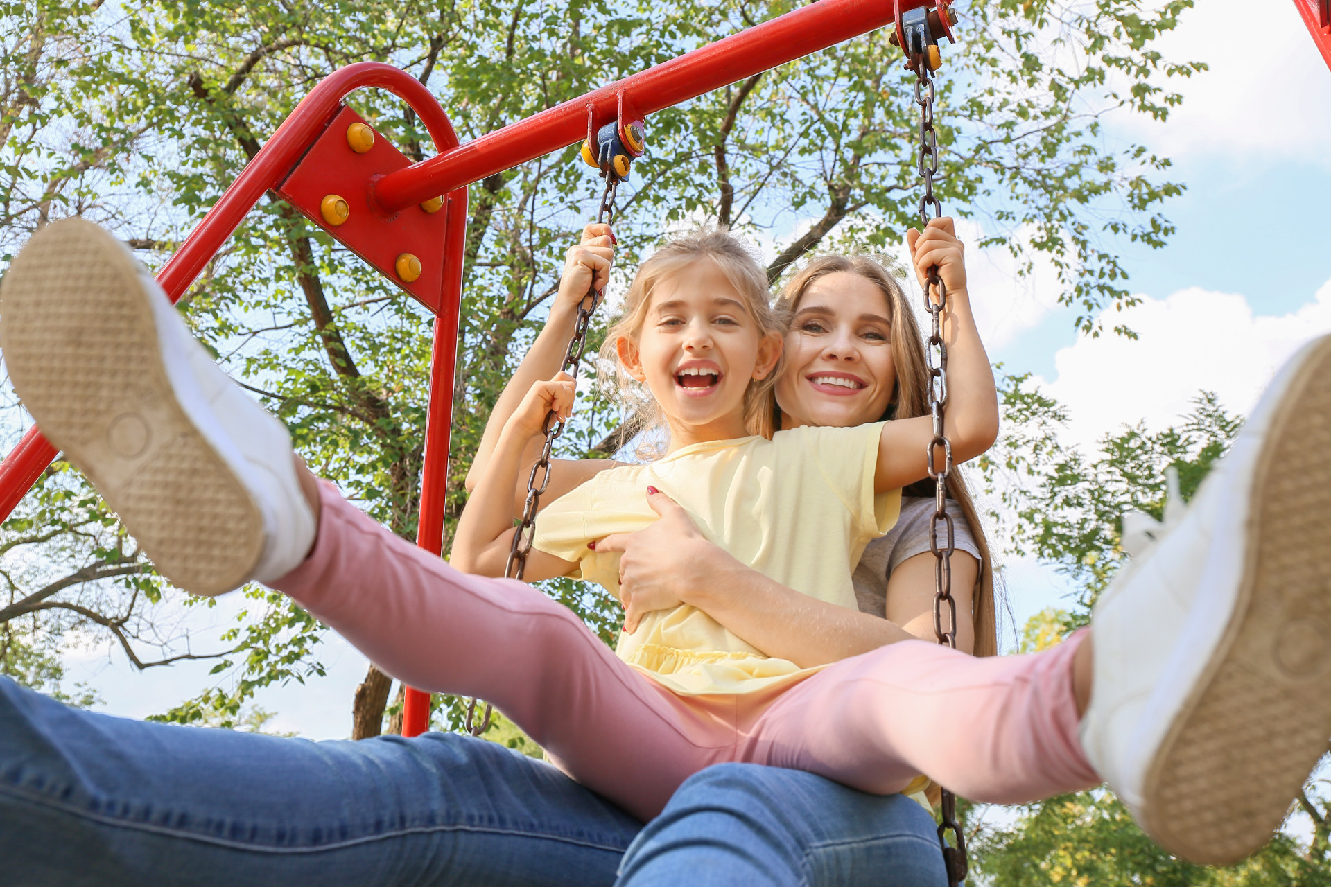 mother and child on swing