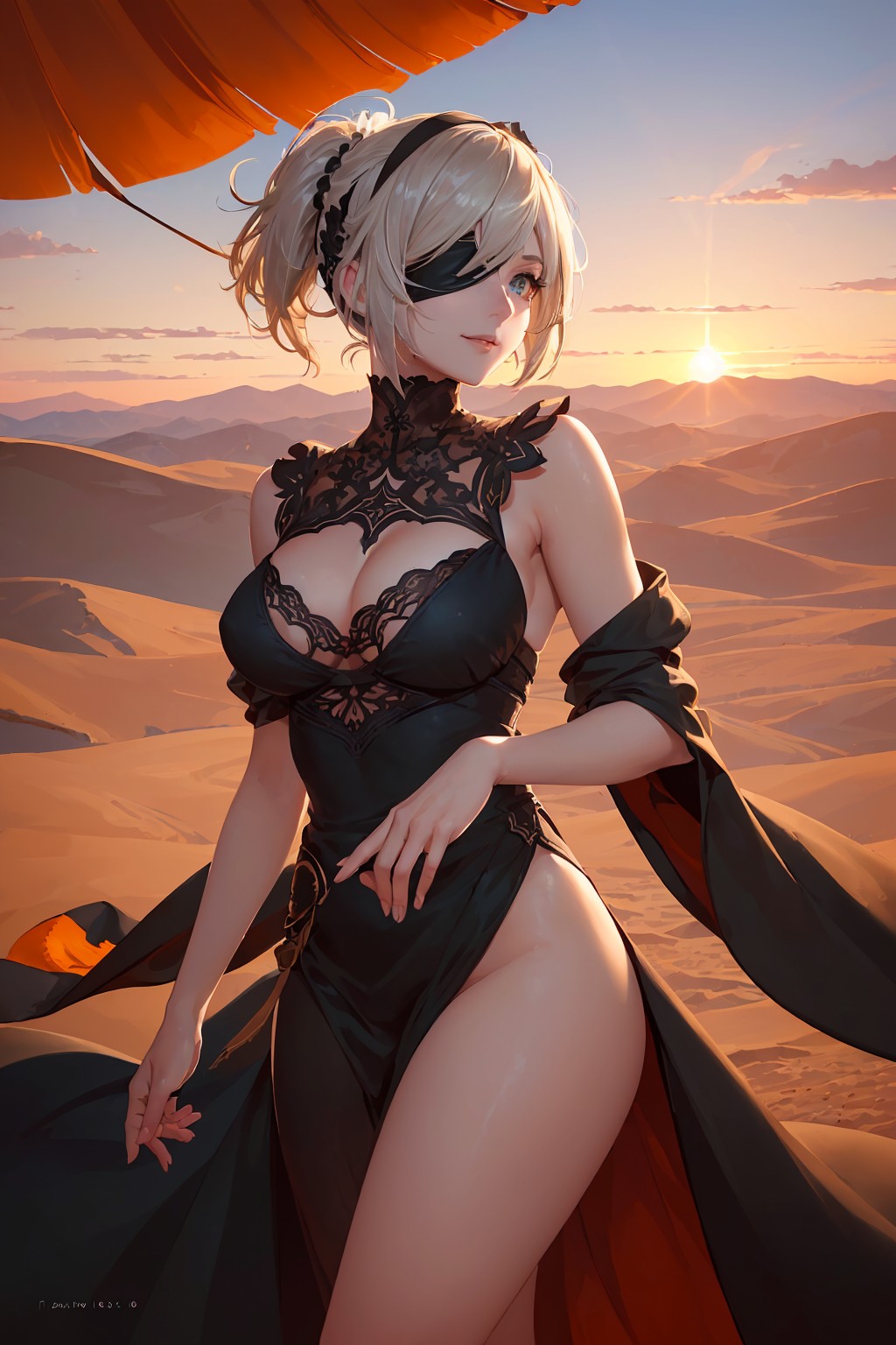 Waifu 2b in the desert. I love seeing her smile. — Yodayo