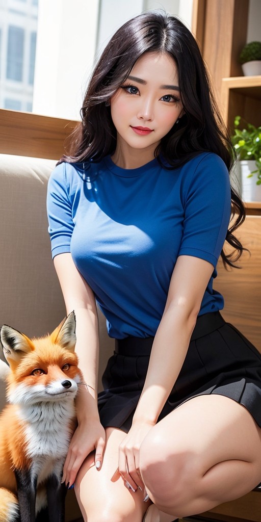 With her fox pet — Yodayo