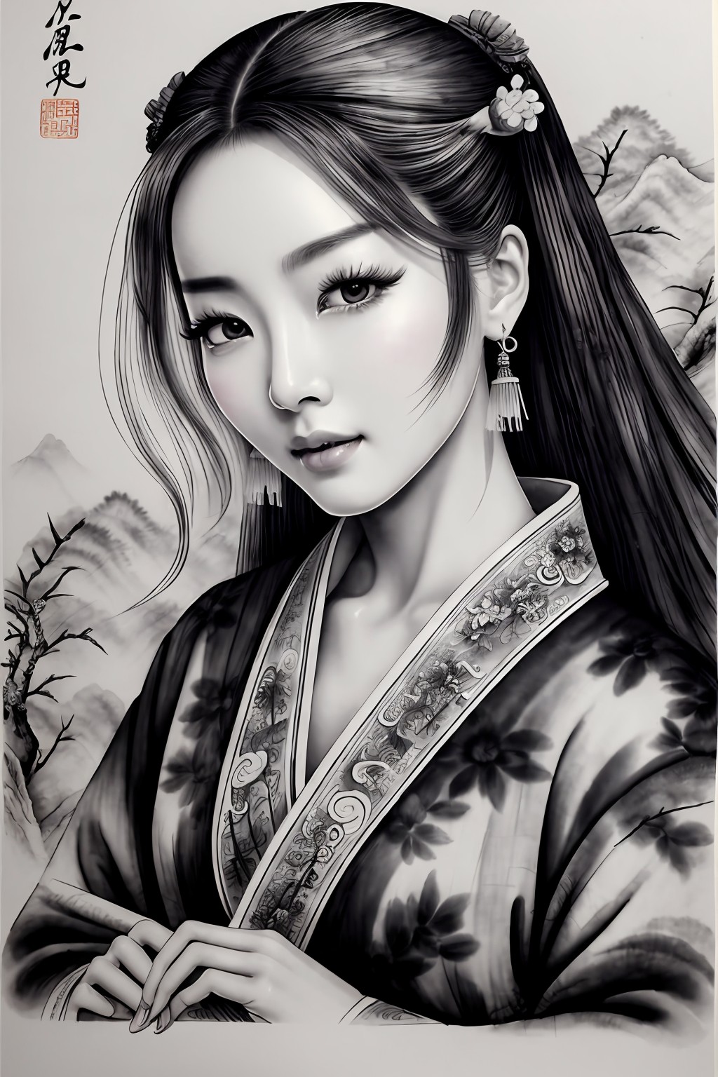 Ink painting - Chinese maiden — Yodayo