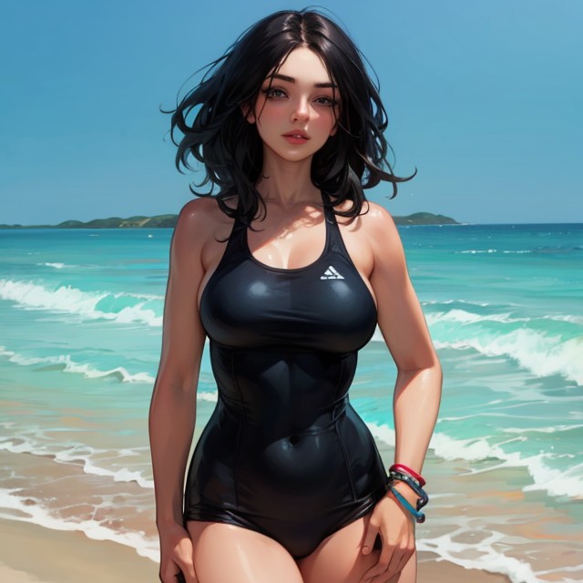 Brunette on the beach 1 — Yodayo