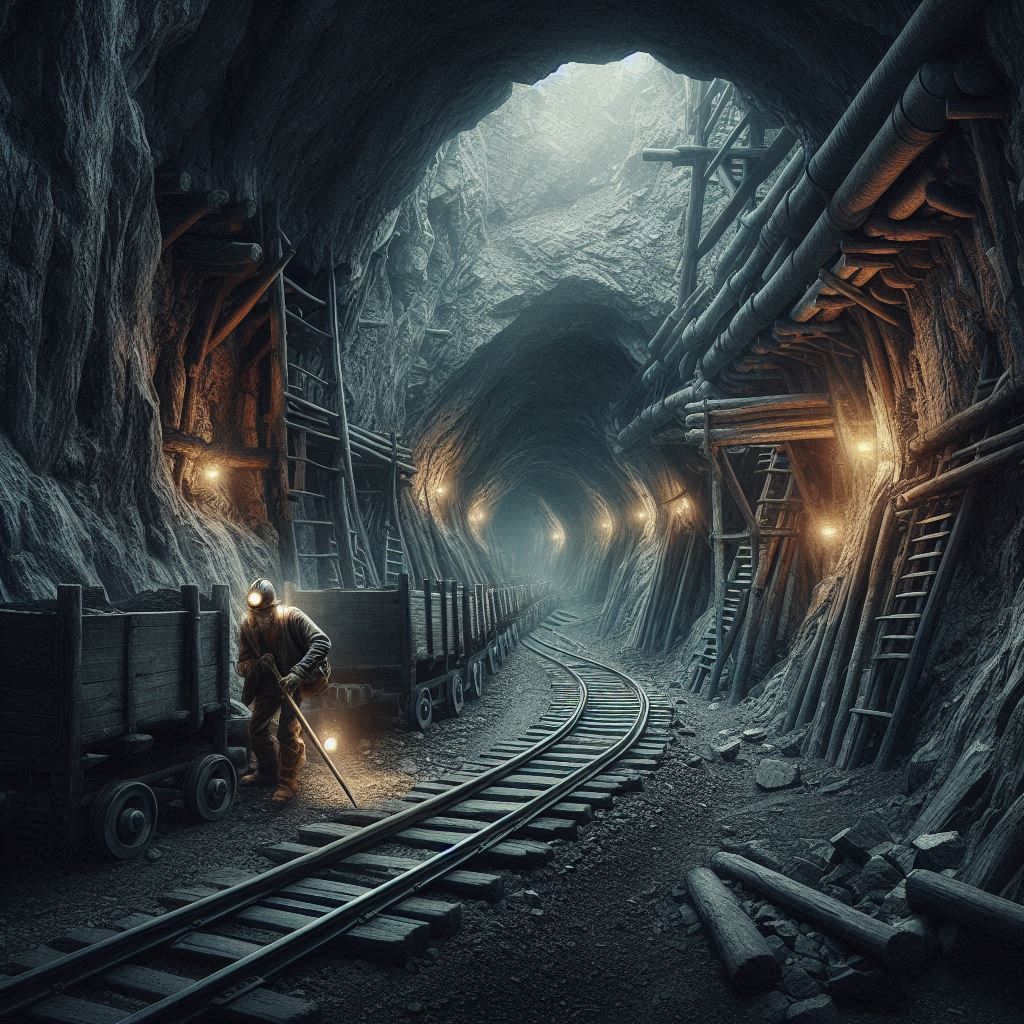 a mineshaft inside of a mountain — Yodayo