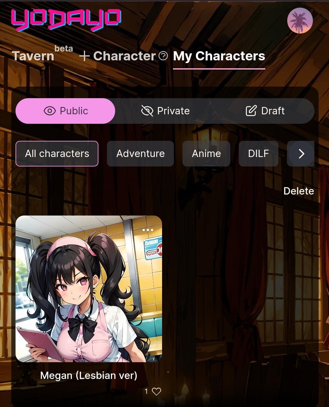 Just created a character bot one for the ladies and gentlemen — Yodayo