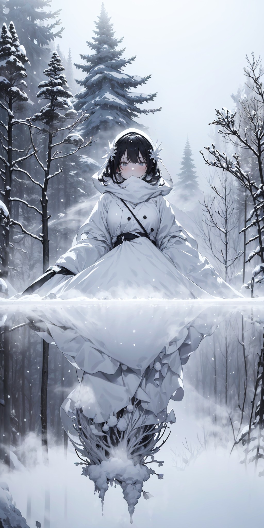 The beauty of a snow ghost girl reflection — Yodayo