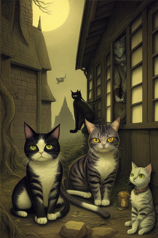 The Cats of Ulthar, inspired by Lovecraft H.P horror novel "The Cats of ...