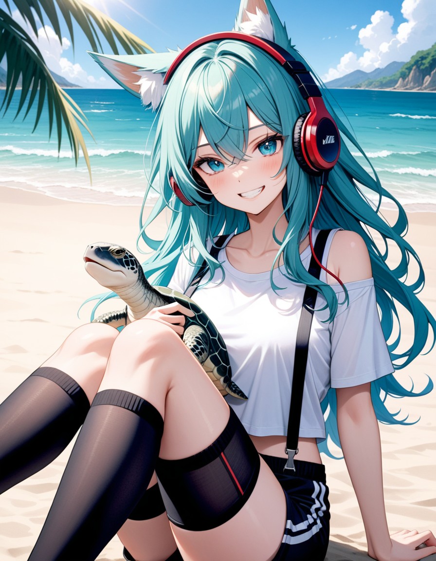 Echo and her Sea turtle 🩵 (For Ryza’s 30k) — Yodayo