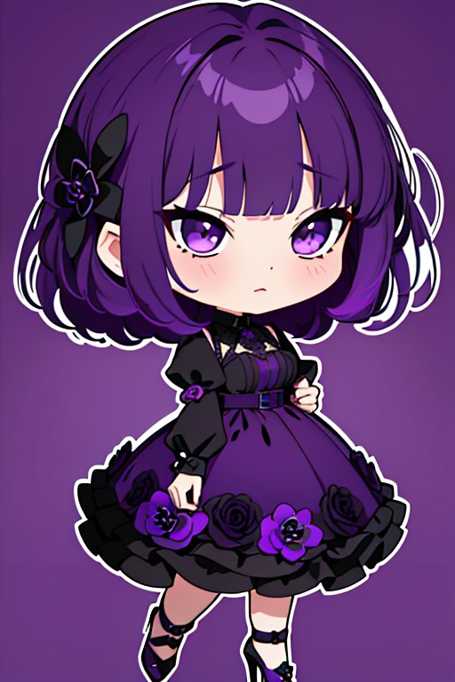 Purple chibi goth cutie — Yodayo