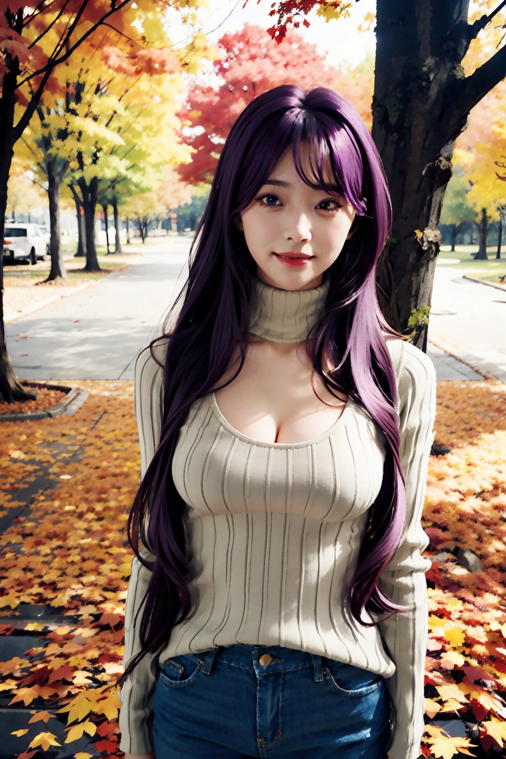 Yuri wearing an open-chest sweater enhanced — Yodayo