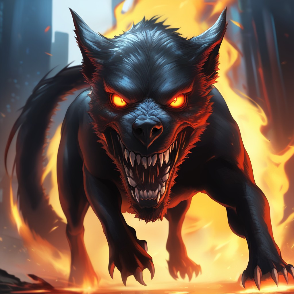 Hellhounds and some fire creature/demons... — Yodayo