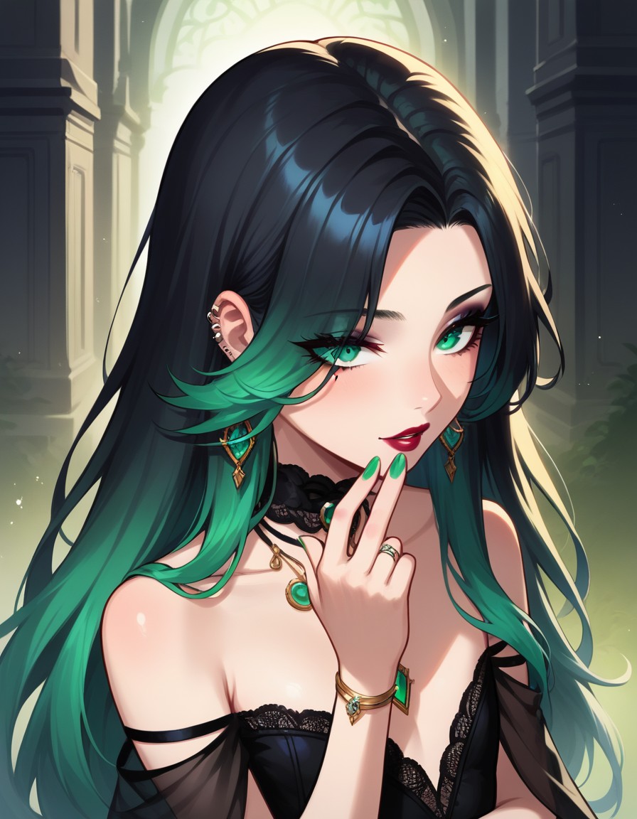 For @Elyrantha, beautiful green mage femboy in fantasy setting v1 — Yodayo