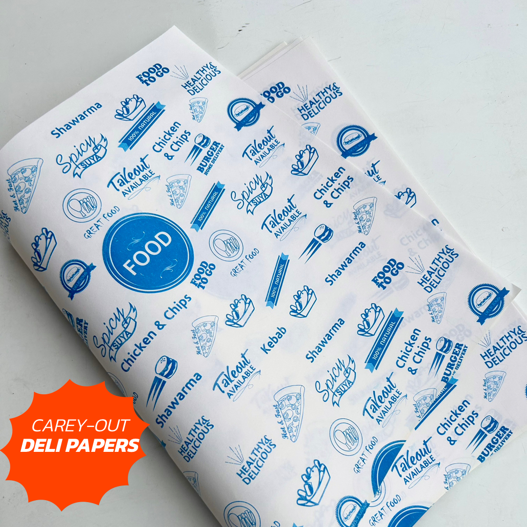 FOOD TO GO” DELI PAPERS - 17” x 12” / BLUE & WHITE - CARTON OF 1000 ...