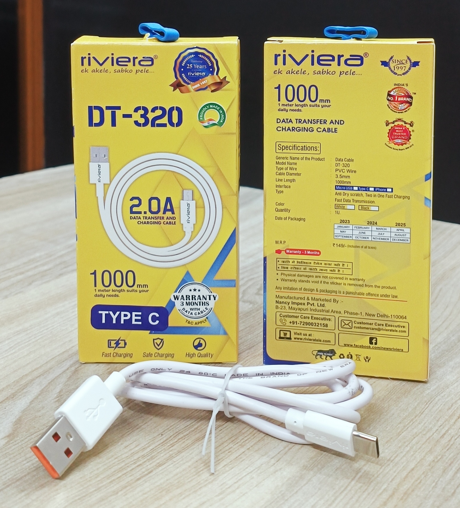 Riviera DT-320 2.0aMp Output USB to Type C Port Cable - Bluehue Company ...