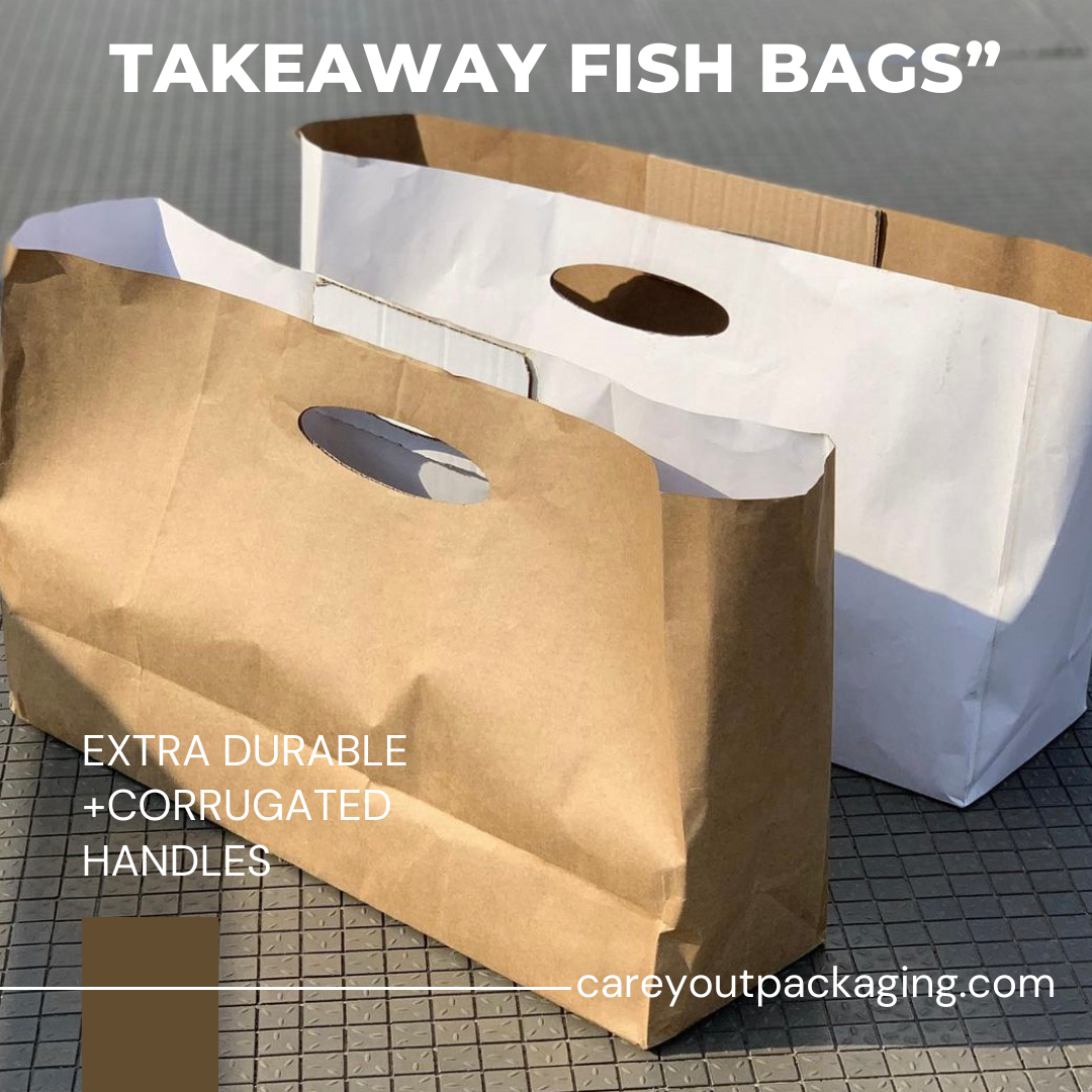 GRILLED FISH TAKEOUT BAGS - 21” x 10” x 5.5” BROWN / CORRUGATED OPEN ...