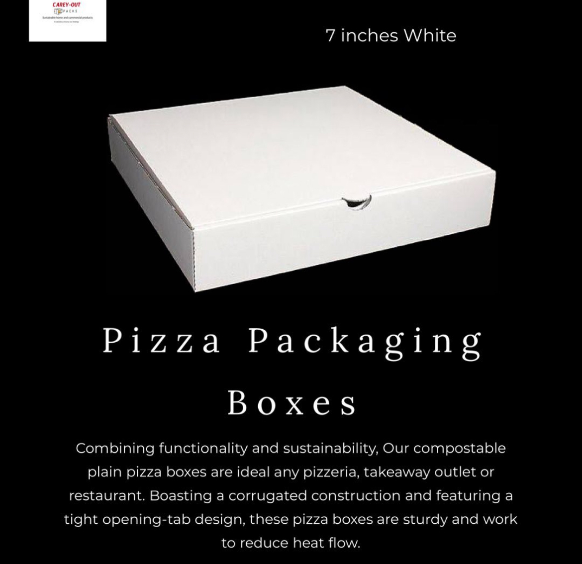7” WHITE PIZZA BOXES : PACK OF 500 PIECES - MINIMUM SUPPLY QUANTITY ...