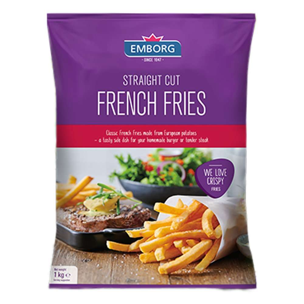 Emborg Frozen French Fries - Straight Cut 1kg - Ying Bee Food Service ...