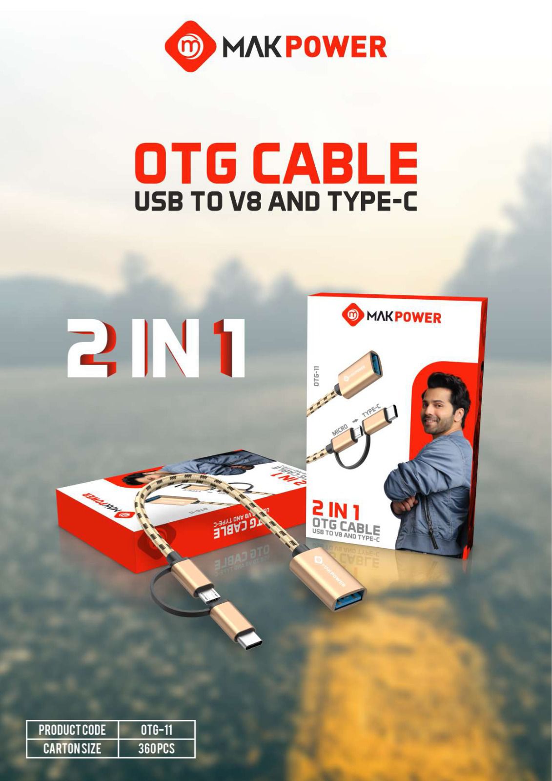 Mak Power 2 in 1 OTG Cable USB to V8 and Type-C (Set Of 5) - YantramEshop | Take App