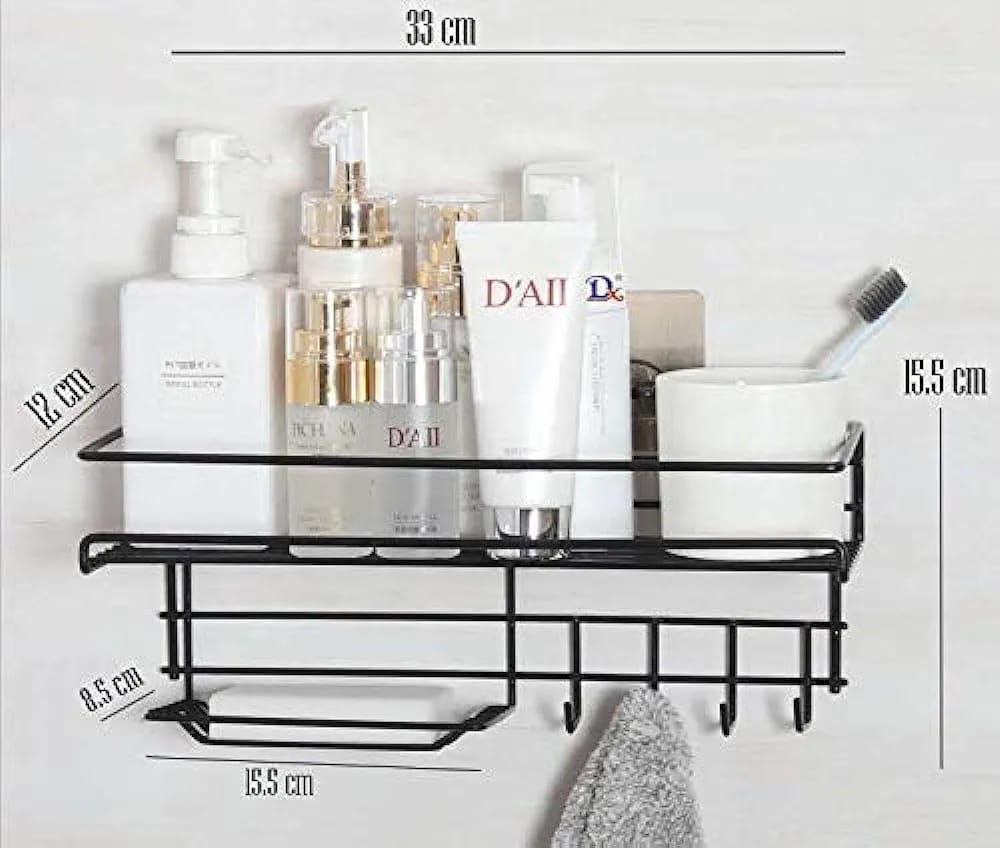 Heavy duty rectangular Self-Adhesive bathroom rack - Evleon Homes n ...