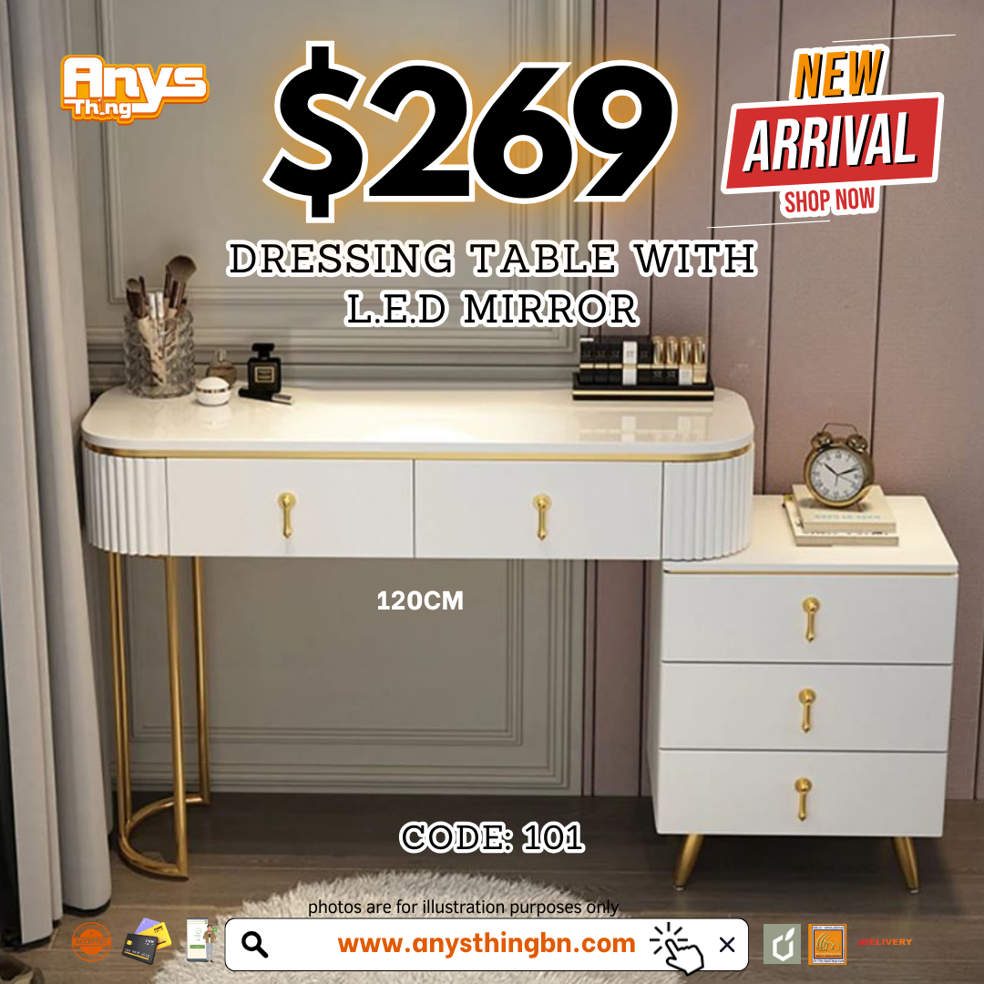 Dressing Table With L.E.D Mirror (Code: 101) - Anysthing | Take App