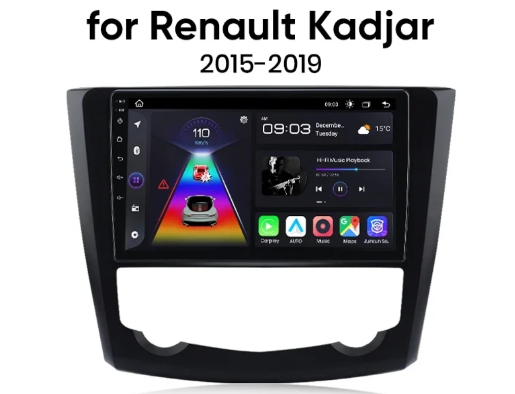 Rádio 9" android Renault Kadjar 2/64GB CARPLAY WIFI GPS - Kader Tech ...