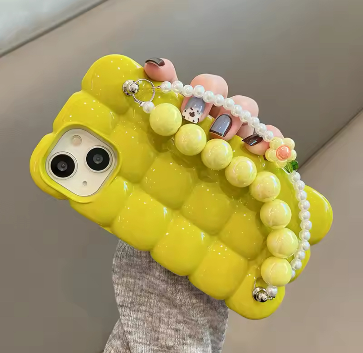 iPhone Case Luxury Pearl Bracelet Chain 3D Ice Lattice Case For iPhone ...