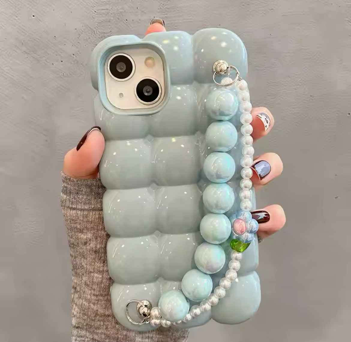 iPhone Case Luxury Pearl Bracelet Chain 3D Ice Lattice Case For iPhone ...