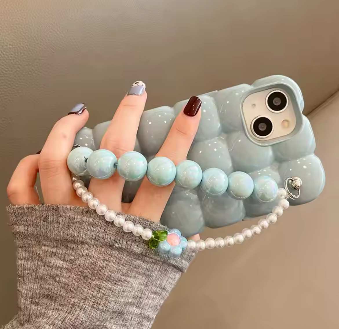 iPhone Case Luxury Pearl Bracelet Chain 3D Ice Lattice Case For iPhone ...