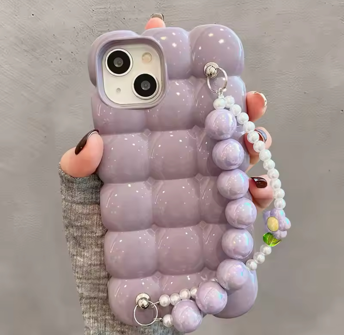 iPhone Case Luxury Pearl Bracelet Chain 3D Ice Lattice Case For iPhone ...