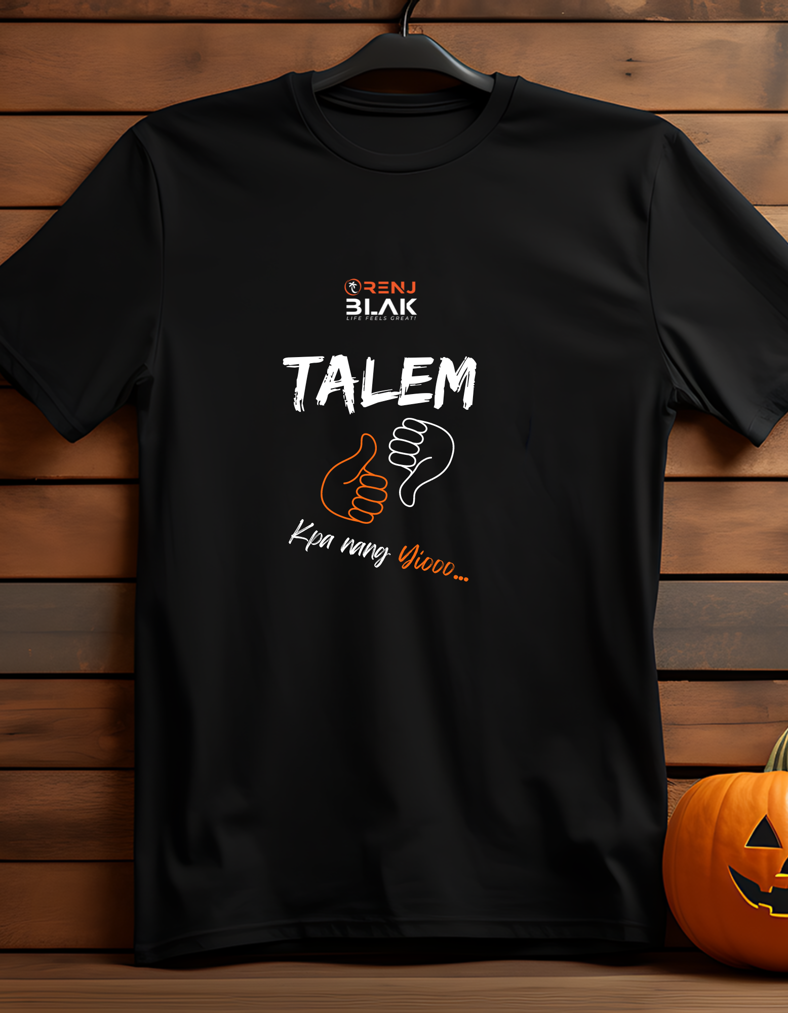 TALEM (THUMPS UP/DOWN) - Black Tshirt - Orenjblak | Take App