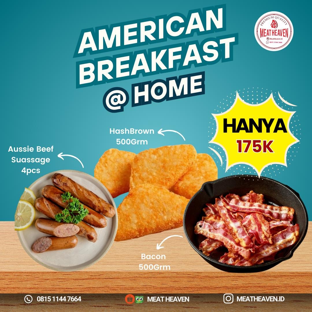 Paket HEMAT American Breakfast With Hasbrown - Meat Heaven | Take App