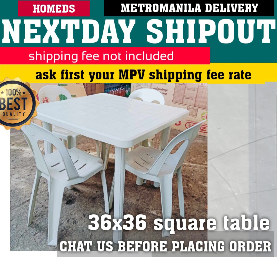 36x36 square monobloc table only - Homeds | Take App