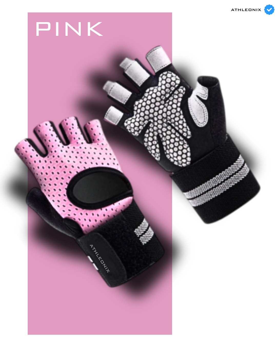 Palm & Wrist support gloves pink - ATHLEONIX sports | Take App
