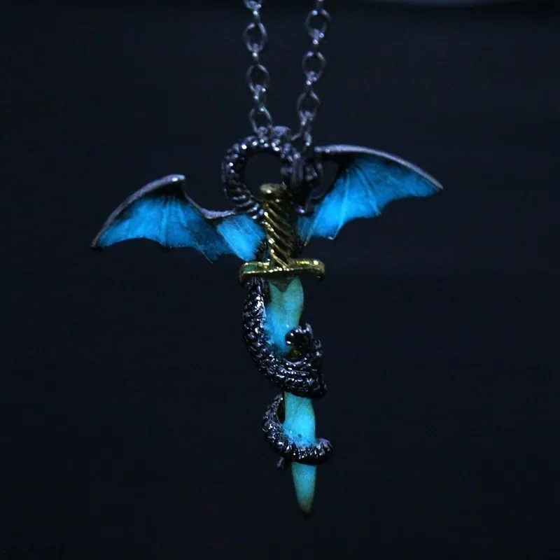 Men's Trendy Dragon Wrapped Around The Sword Pendant Necklace - Pandora ...