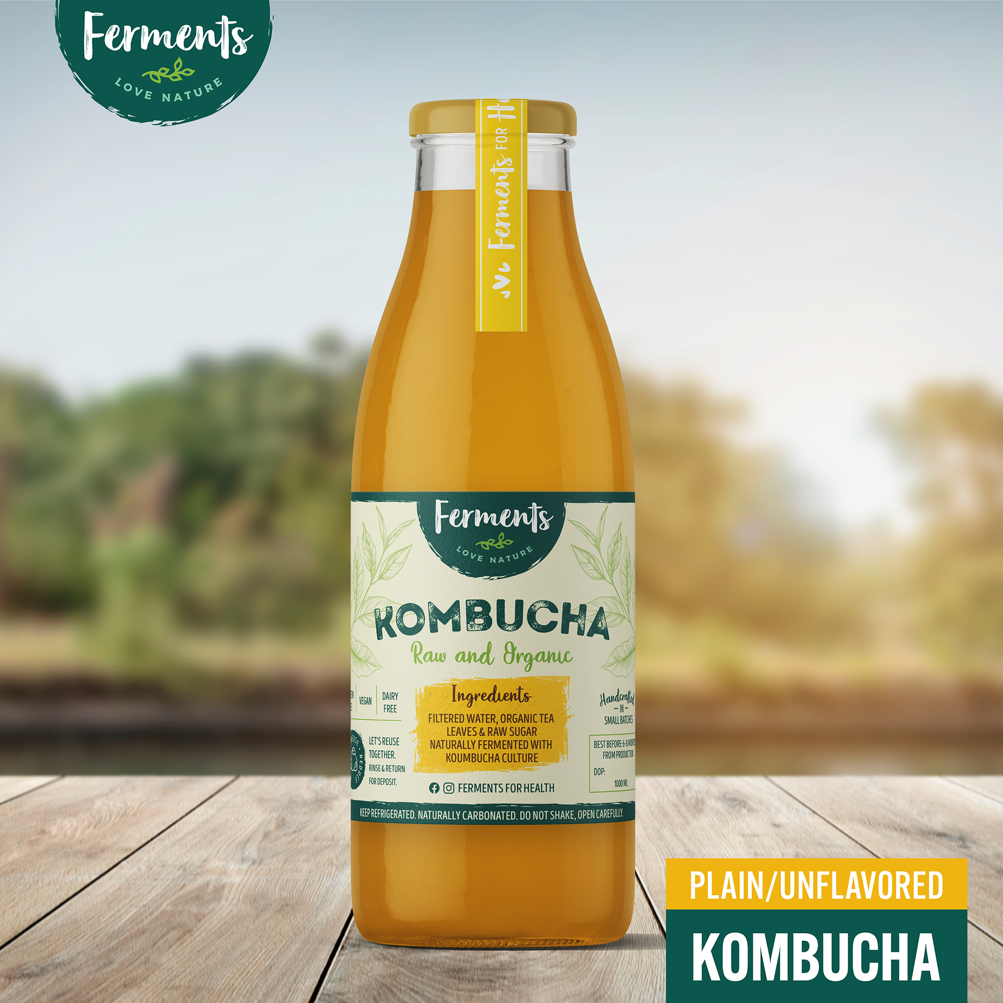 Ferments kombucha Plain, 330ml - ASON MARKET