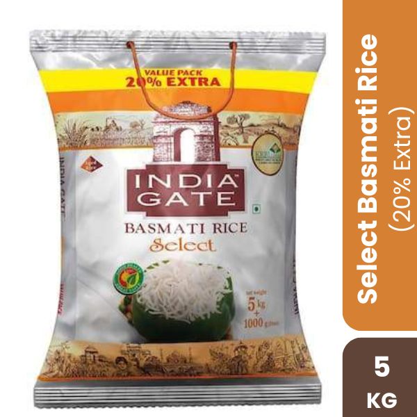 India Gate Select Basmati Rice, 5kg (20% Extra) - ASON MARKET