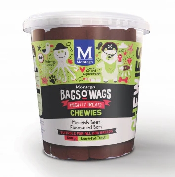 MONTEGO CHEWIES MOREISH BEEF BARS 500G - Pet Express