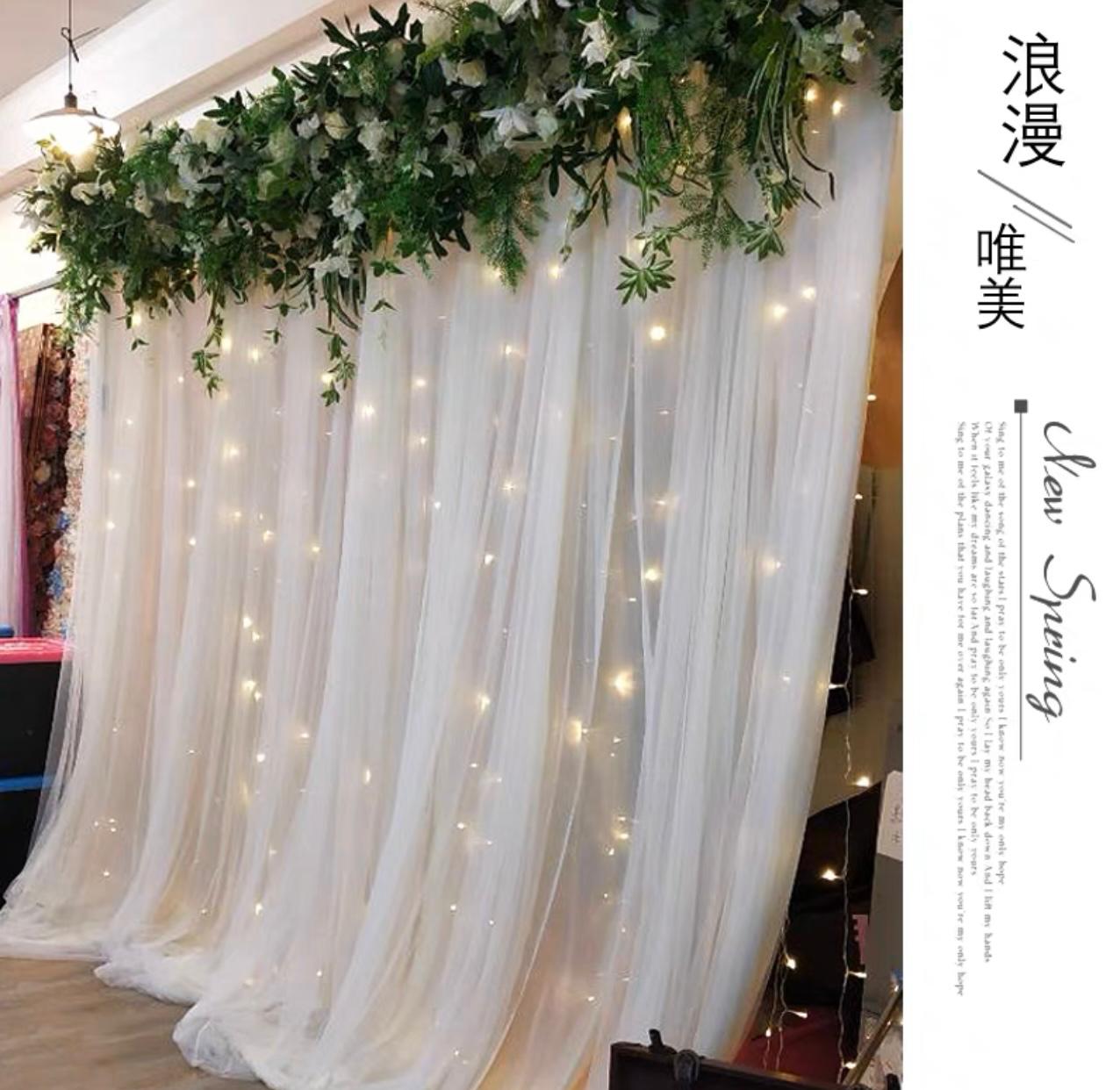 Backdrop Stand Floral decoration , Curtains &LED Lights 💡 - Enchanted ...