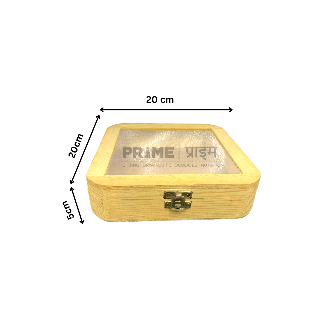 Brown Square Pinewood Box With transparent Lid - Cherish - Giftings by ...