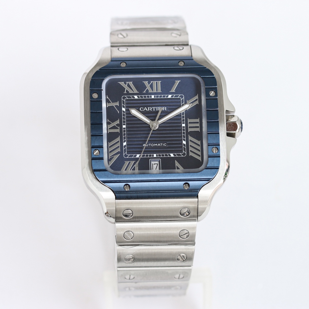 Cartier Santos Blue Dial with Silver Accents - Chronofied luxury watches