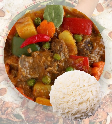 Beef Caldereta with Steamed Rice - CARIB ASIAN | Take App