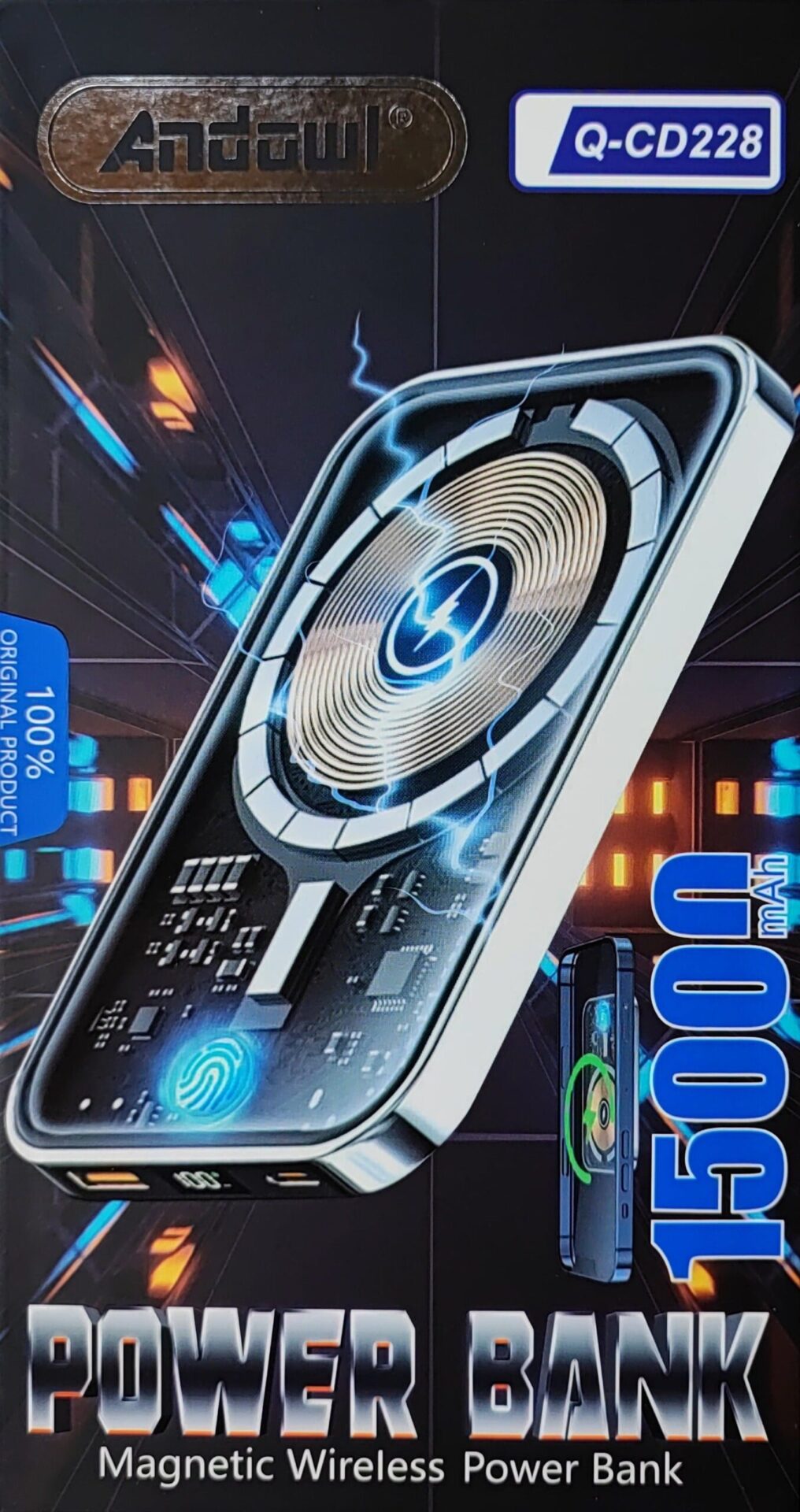 Andowl Q-C228 15000mAh Transparent Magnetic Power Bank Wireless Charger ...