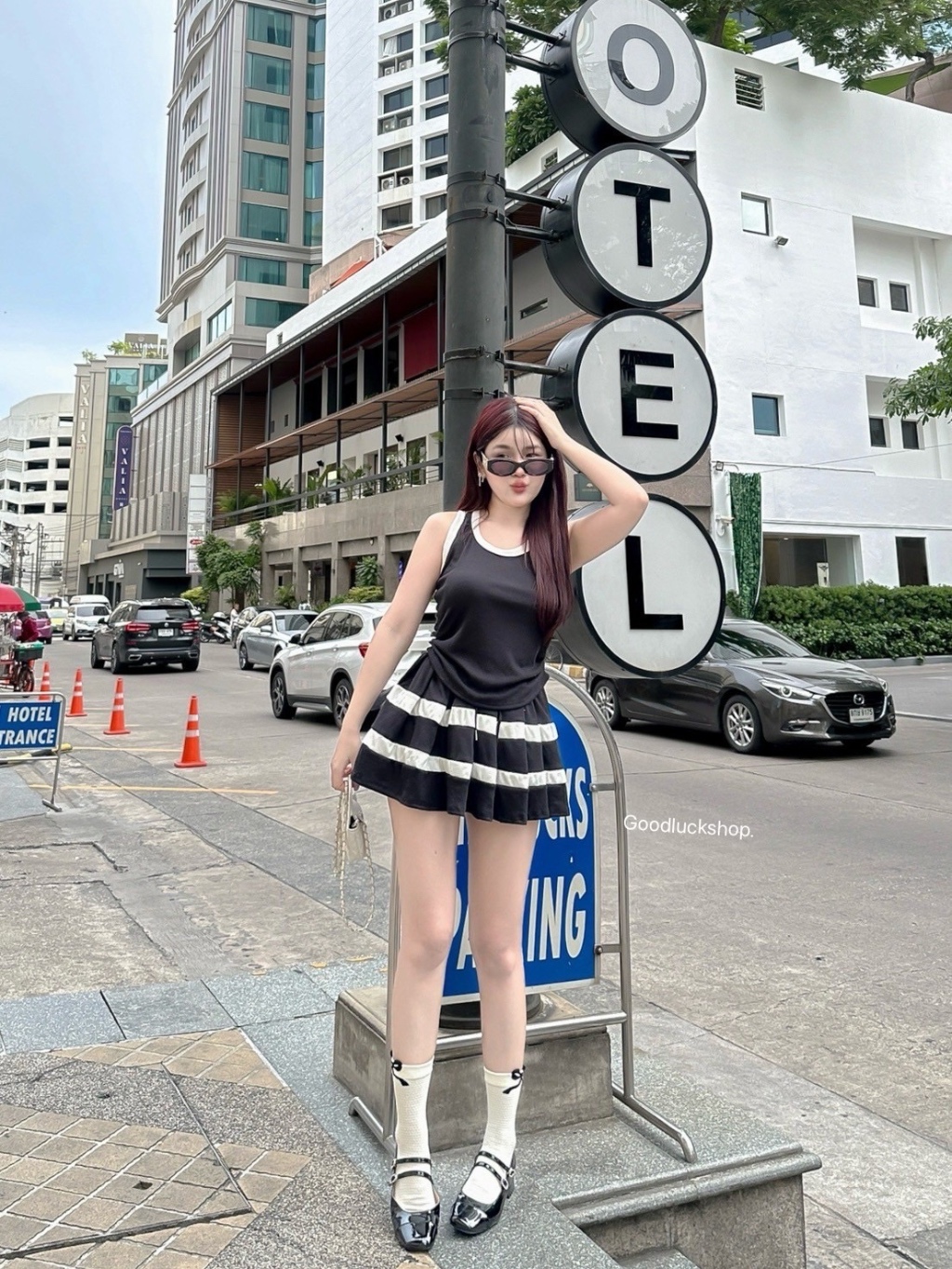 🏷️FF-01 📢Teera Set2ชิ้นเสื้อกล้าม+กระโปรงซับในกางเกง พ.ส เวียดนามสไตล์ 🩱💖 - totallyuncs.com