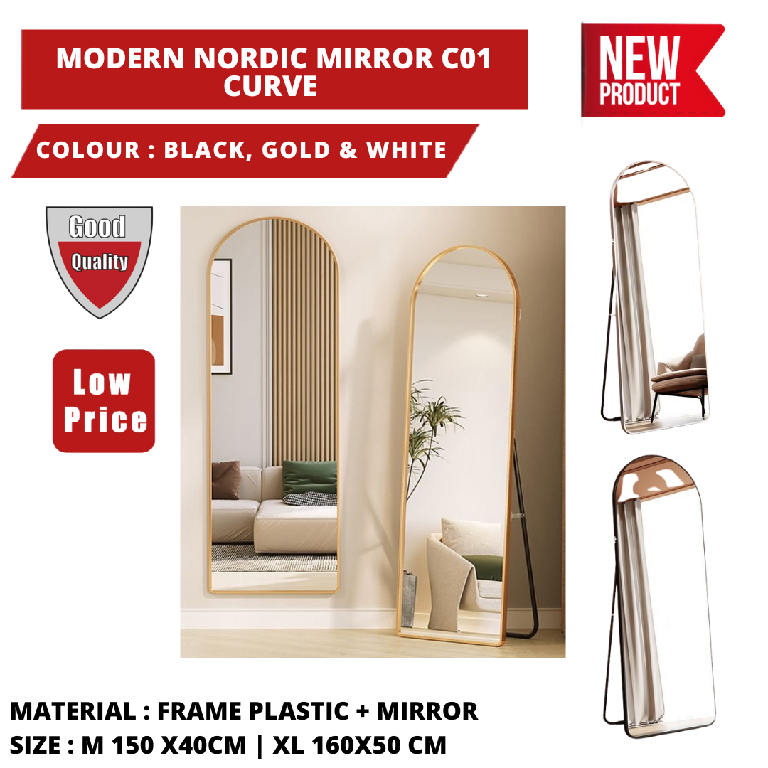 MODERN NORDIC MIRROR C01 CURVE - imhero.biz @ Pusat Borong Hero