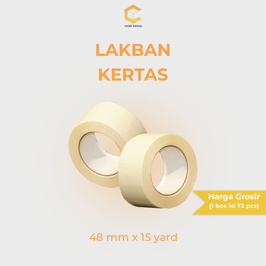 Lakban Kertas - 48mm x 15 Yard (per Box isi 144 pcs) - Cetak Kemas ...