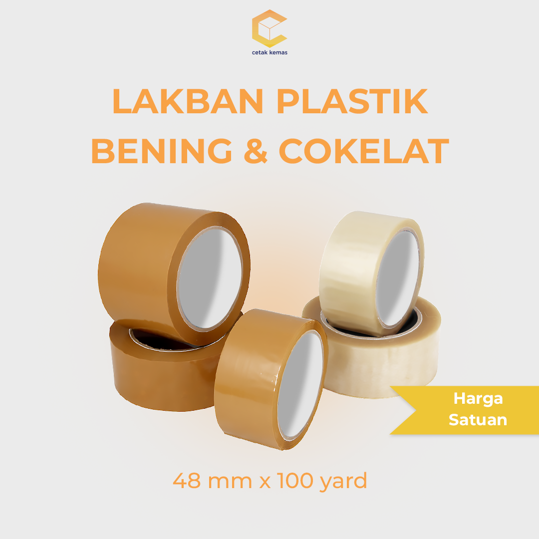 Lakban Plastik Bening & Coklat - 48mm x 100 Yard (satuan) - Cetak Kemas ...