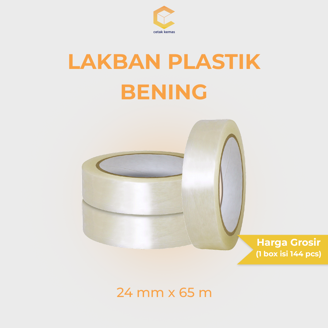 Lakban Plastik Bening - 24mm x 65 Meter (per Box isi 144 pcs) - Cetak ...